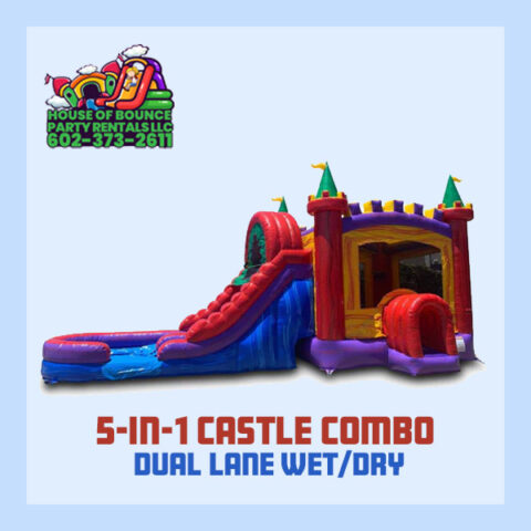5-in-1 Castle Combo Bounce House Rental (Dual Lanes Wet or Dry) - House ...
